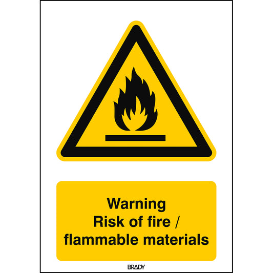 ISO Safety Sign - Warning, Risk of fire, flammable materials – TOOLMART
